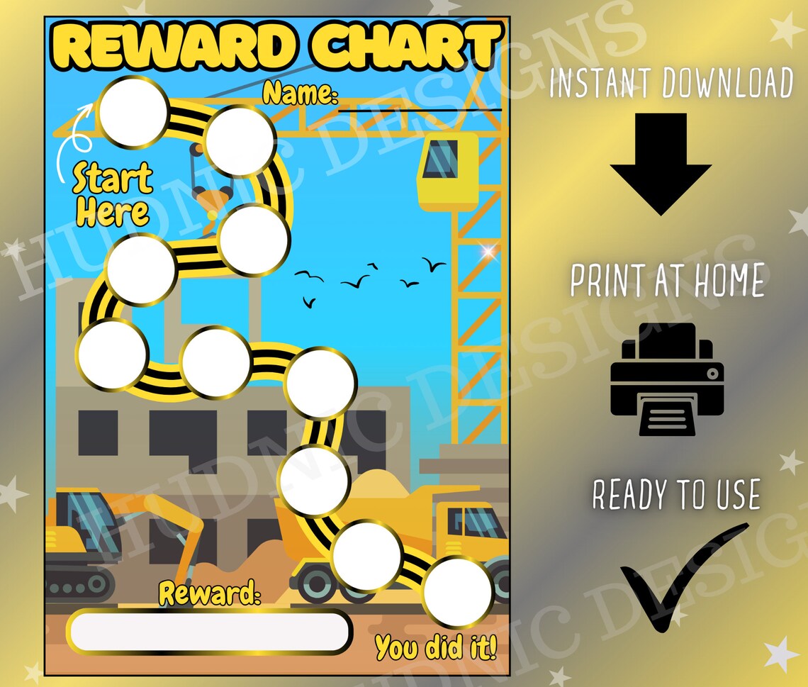 Construction Rewards Chart, Kids Chore Chart (digital Download) - Etsy