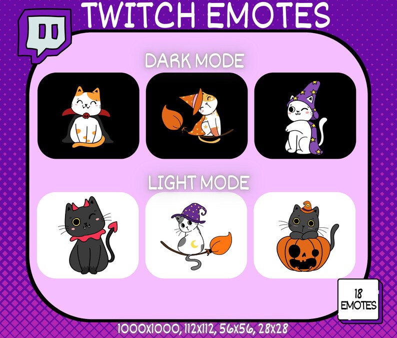 18 X Twitch Emotes, Halloween Kitty Twitch Emotes, Cute Twitch Emotes ...