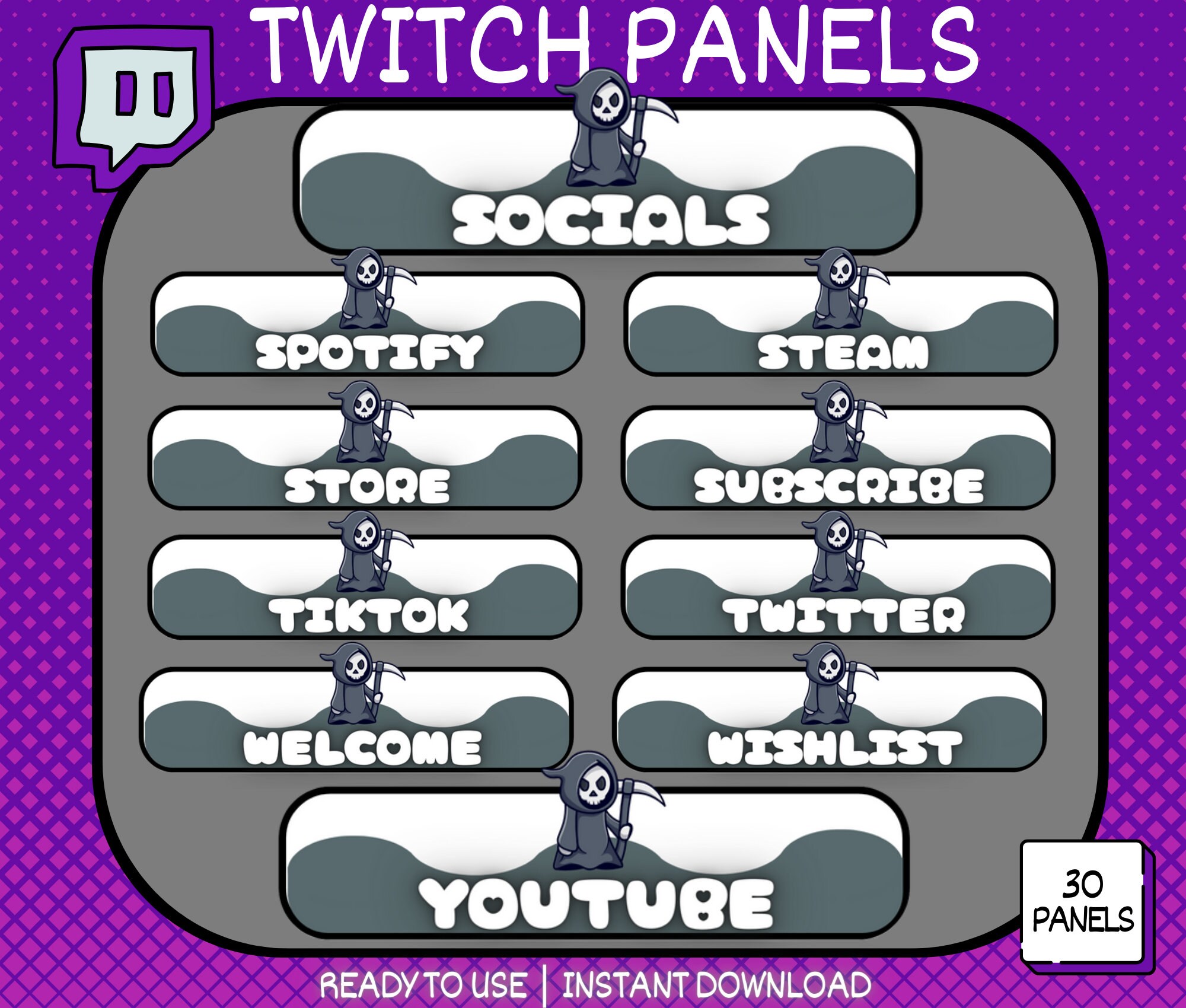 30 X Twitch Panels Reaper Twitch Panels Reaper Panels - Etsy