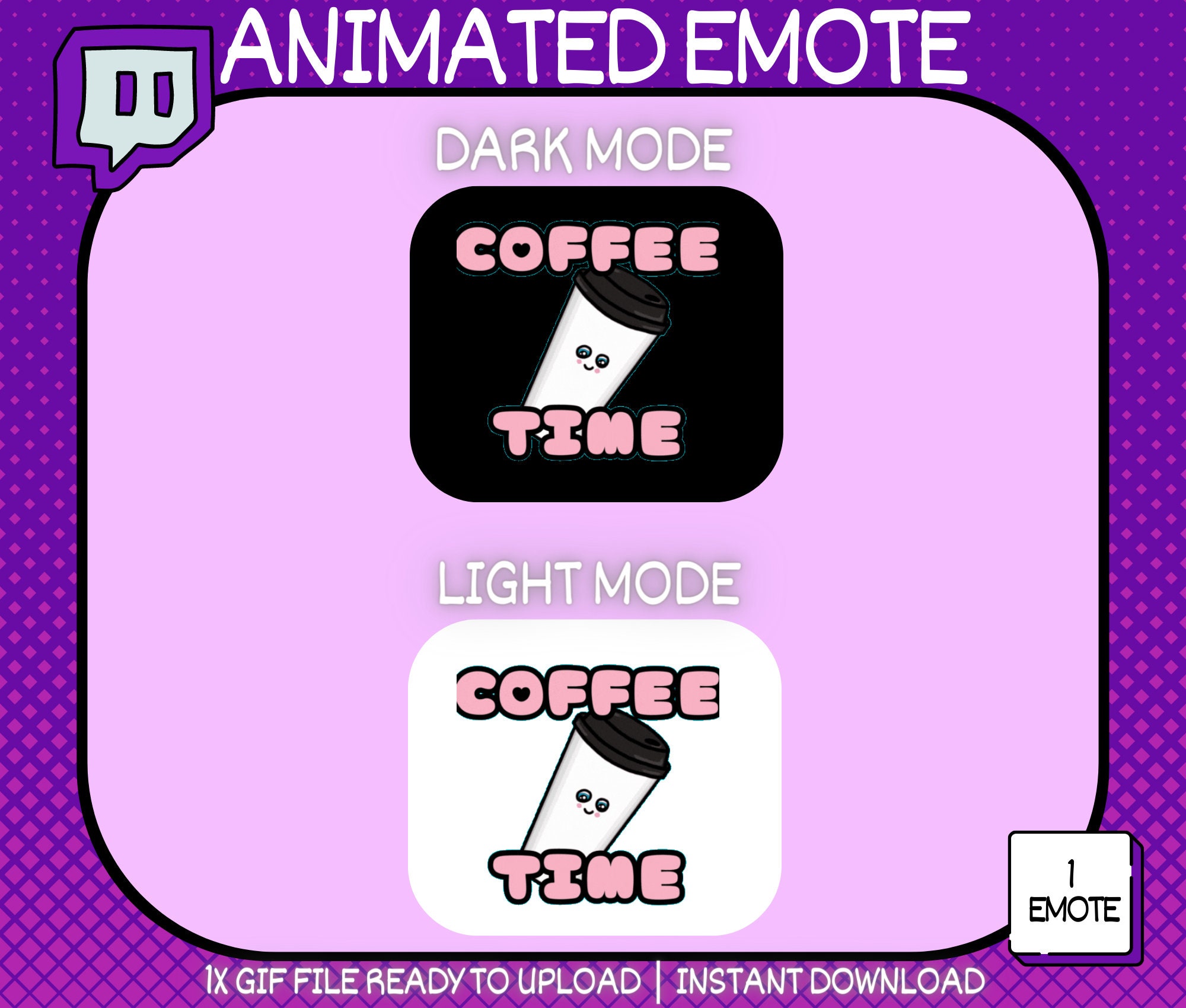 Animated Twitch Emote, Coffee Time Emote, Cute Twitch Emote, Coffee ...