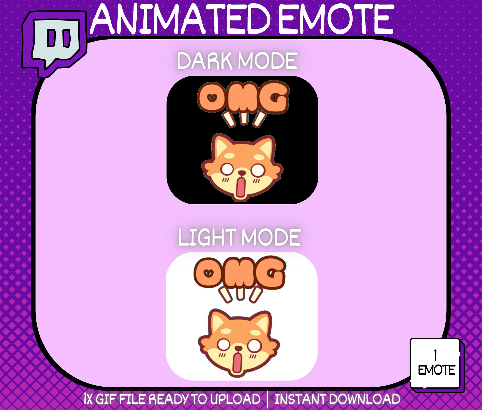 Animated Twitch Emote, Cute Fox Emote, Cute Twitch Emote, OMG Twitch ...