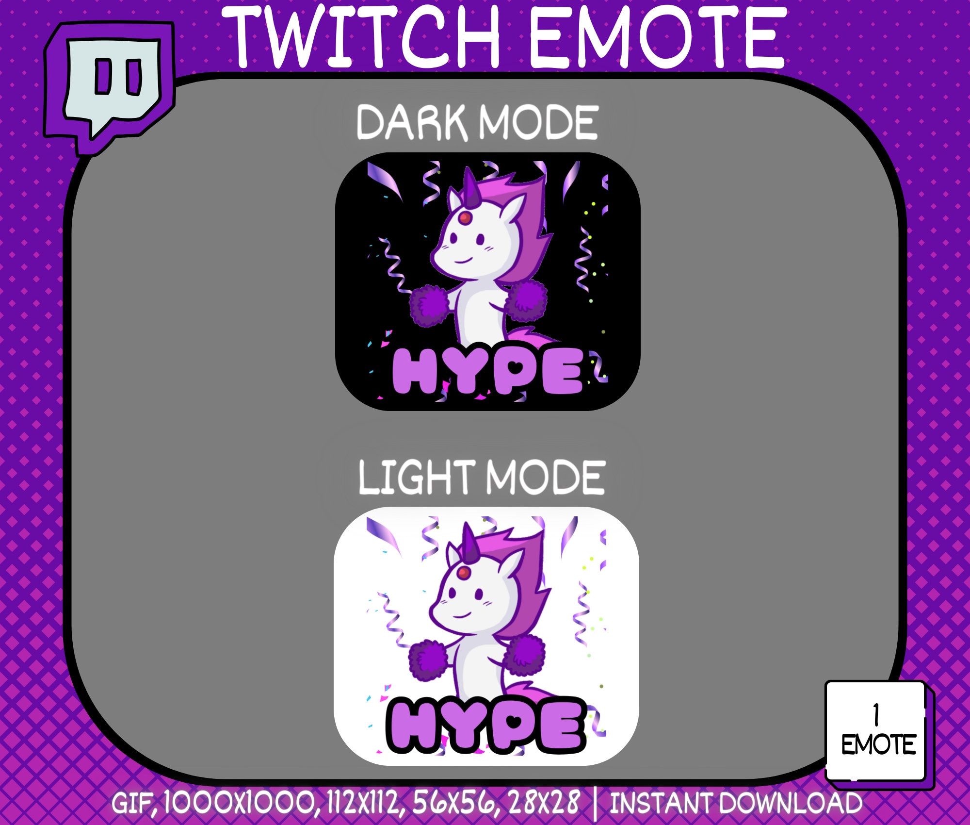 Animated Twitch Emote Unicorn Hype Emote Hype Twitch Emote - Etsy