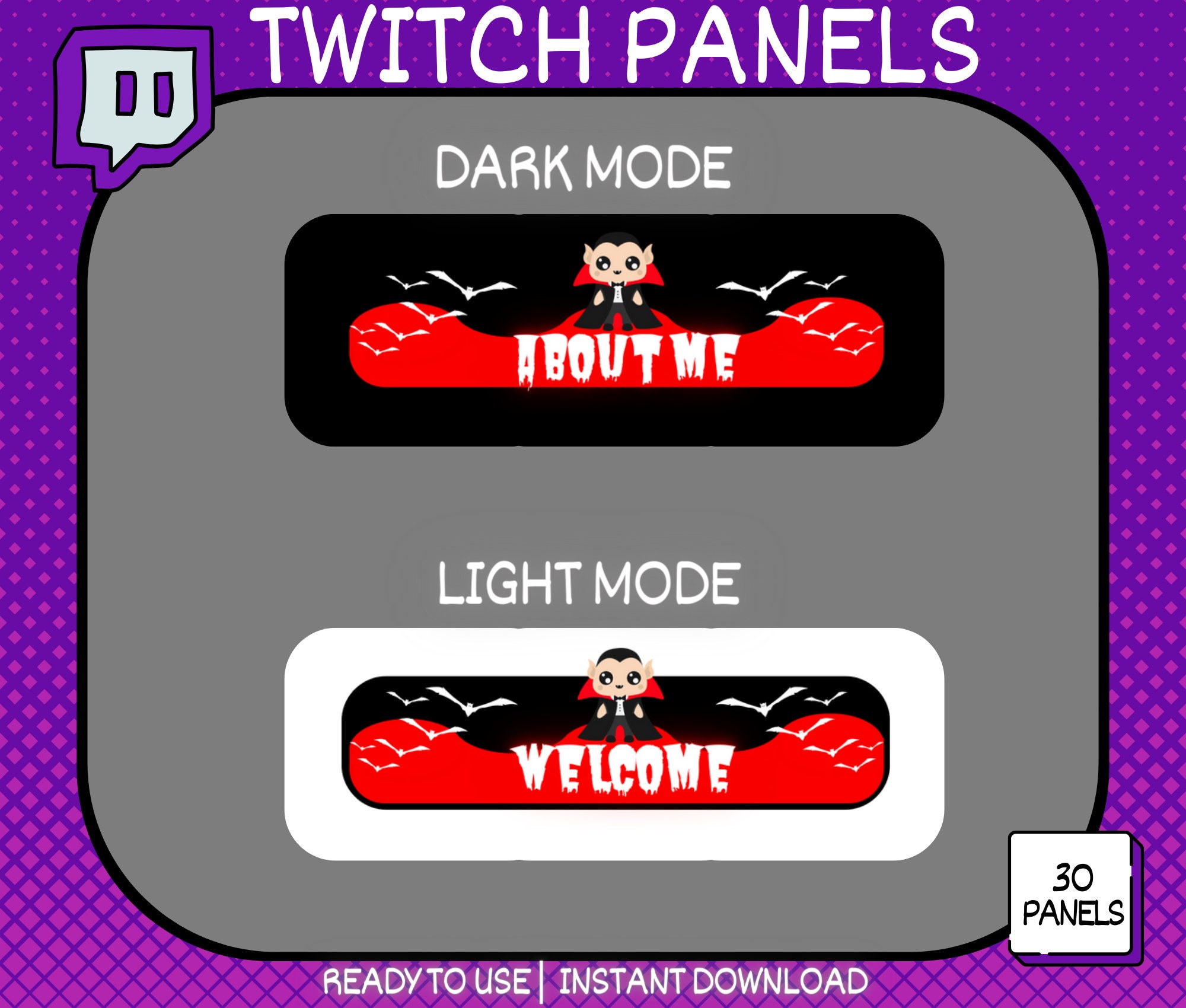30 X Twitch Panels, Cute Vampire Twitch Panels, Vampire Panels ...