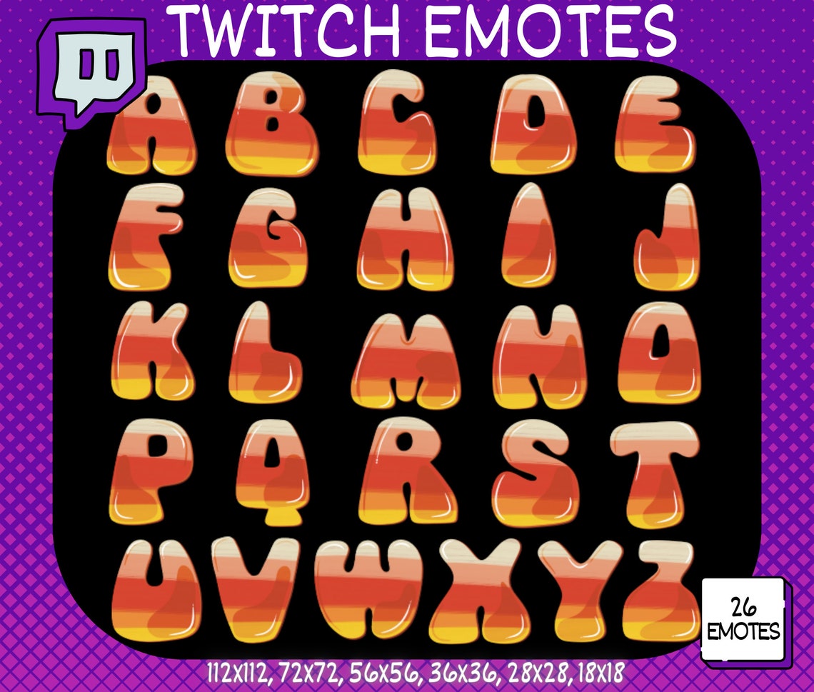 Candy Corn Alphabet Twitch Emotes, Halloween Streamer Emotes (digital ...