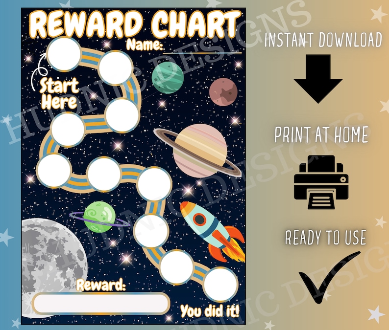 Outer Space Rewards Chart, Kids Chore Chart, Outer Space Chore Chart ...