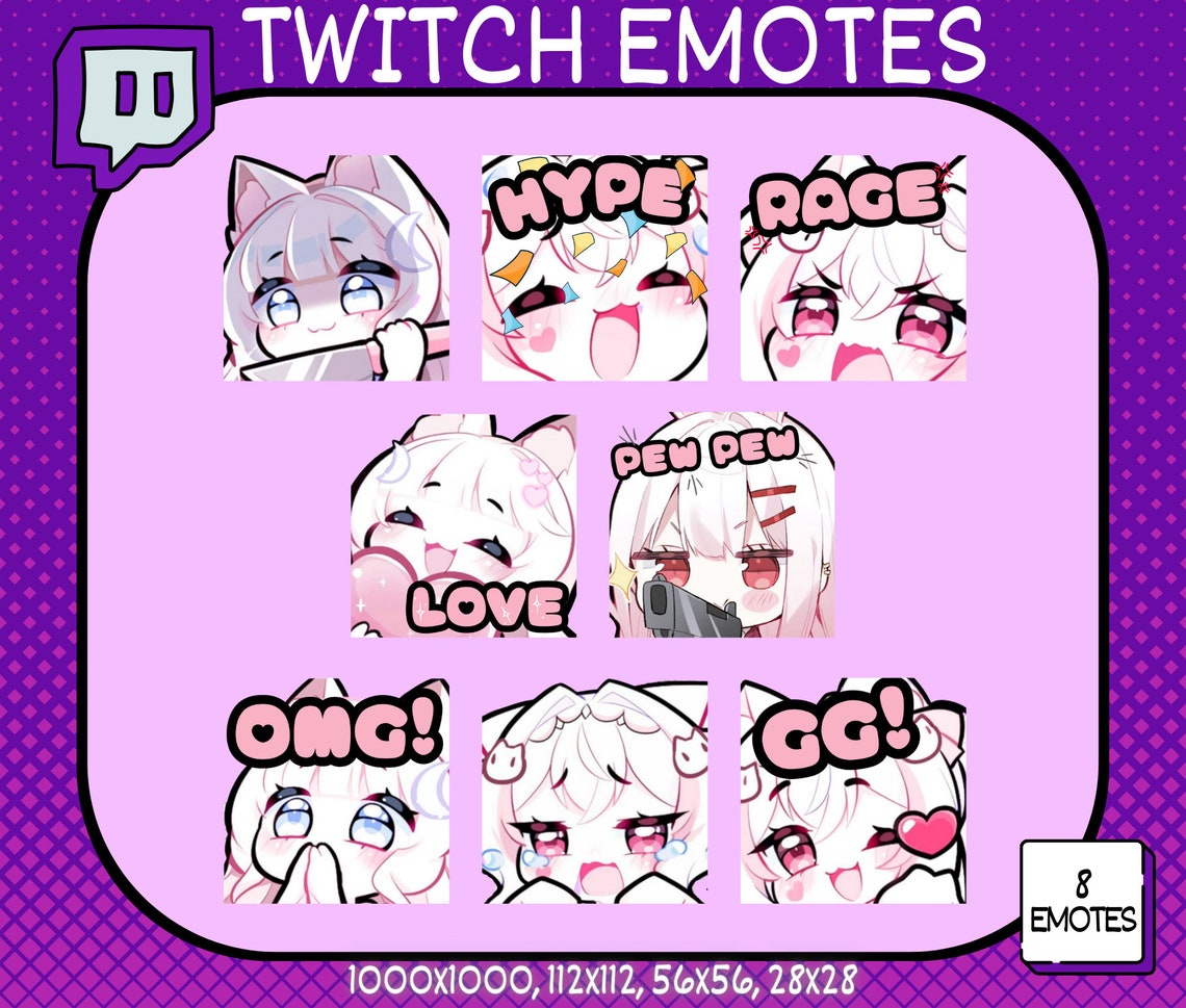 8 X Anime Twitch Emotes, Chibi Twitch Emotes, Cute Twitch Emotes, Funny ...