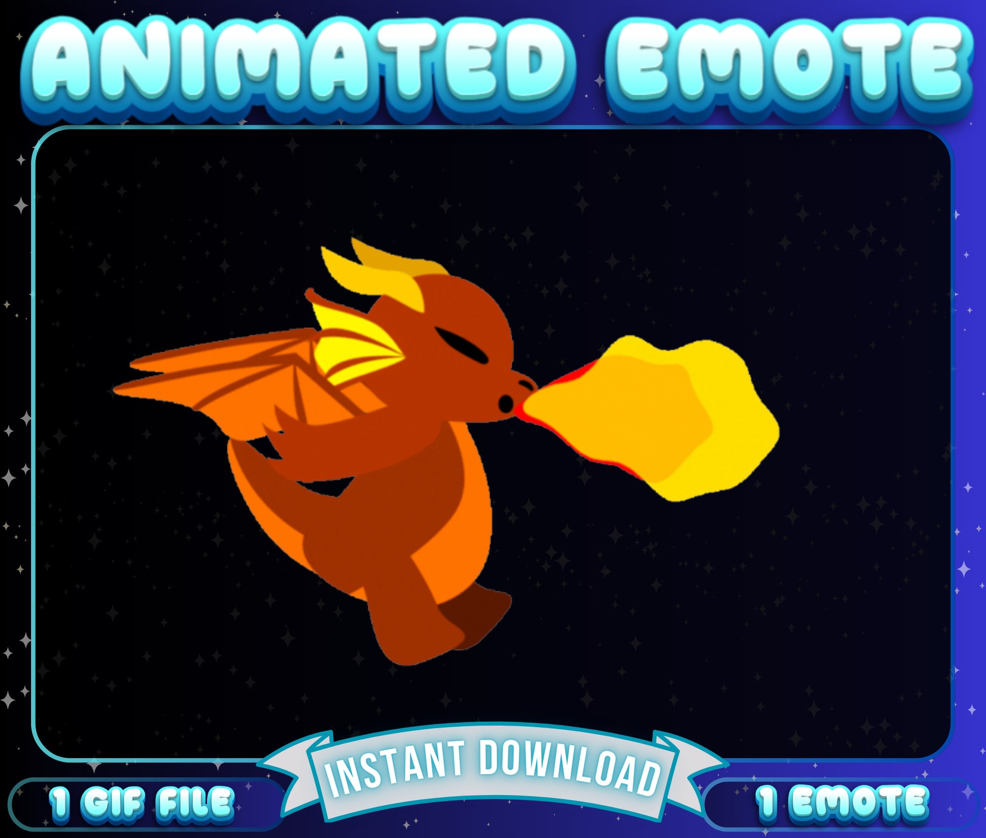 Animated Twitch Emote, Dragon Fire Emote, Funny Twitch Emote, Dragon ...