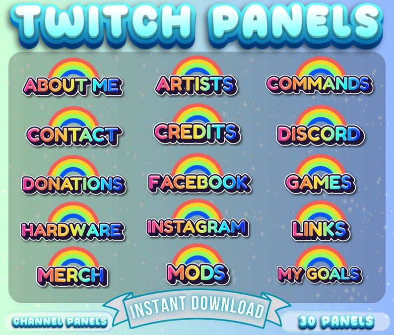 30 X Twitch Channel Panels Twitch Panel Pack Rainbow Twitch Panels ...