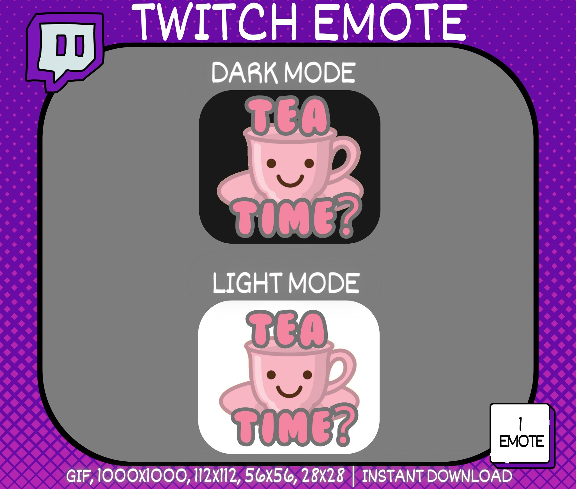 Animated Twitch Emote, Tea Time Emote, Cute Twitch Emote, Twitch Emote ...