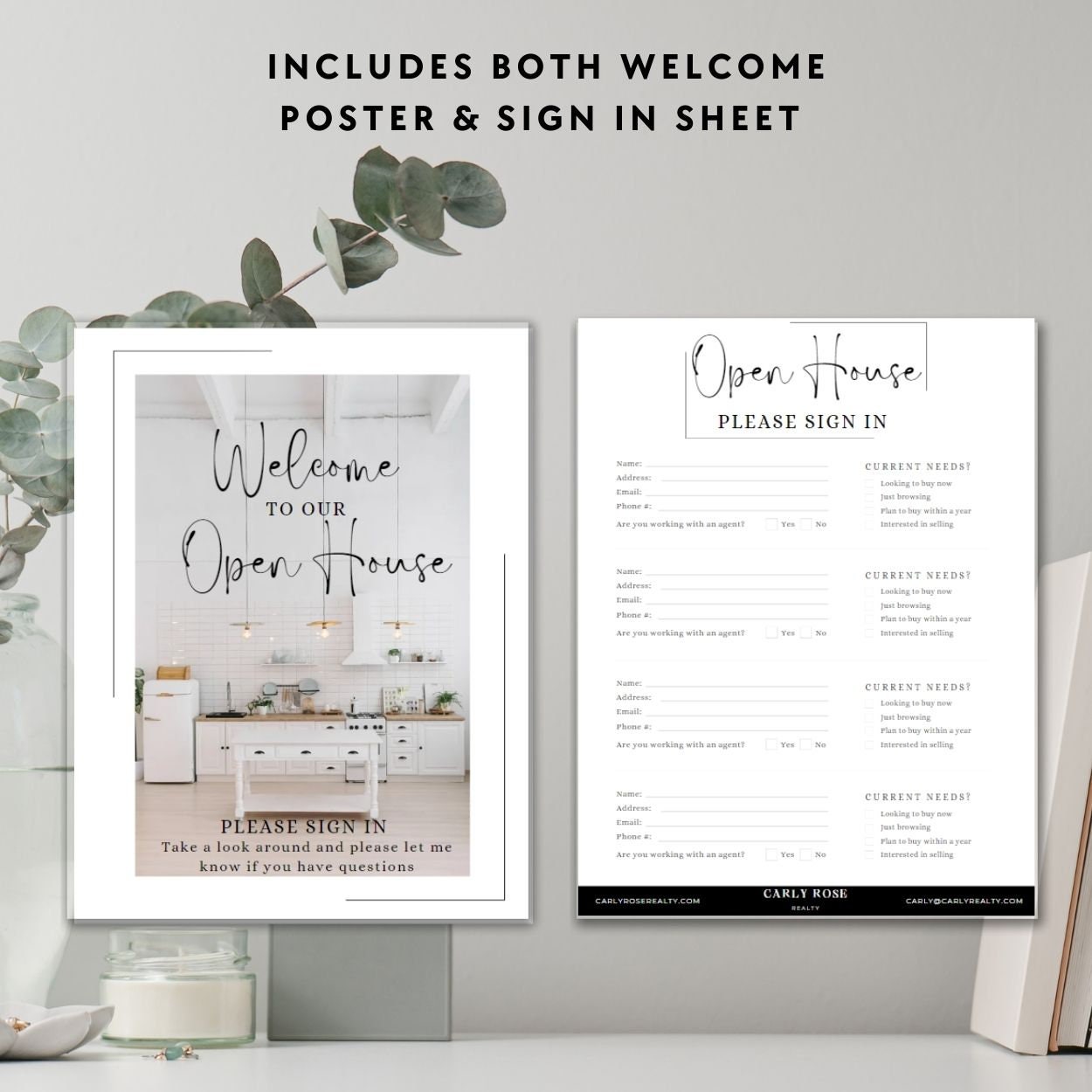 Open House Sign in Sheet Editable Canva Template & Pdfs, Real Estate ...