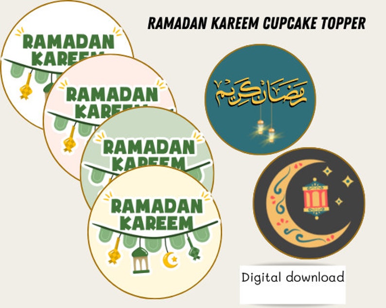 Ramadan Mubarak Cupcake Toppers Ramadan Kareem Cupcake Topper Digital ...
