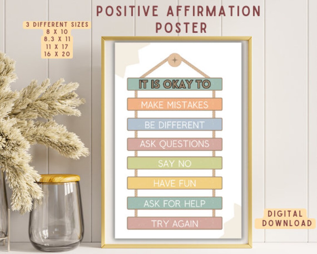 It is Okay to Not Be Okay Poster, Motivational Kids Art,classroom ...