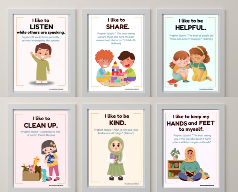 Good Manners and Positive Attitude Poster for Classroom With Hadith ...