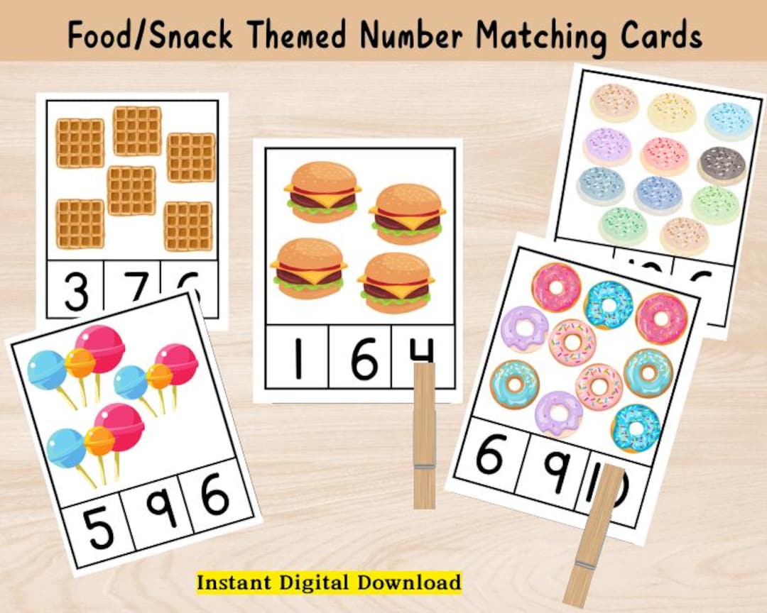 Food Math Activity, Food Numbers,kindergarten Math,matching Number Game ...