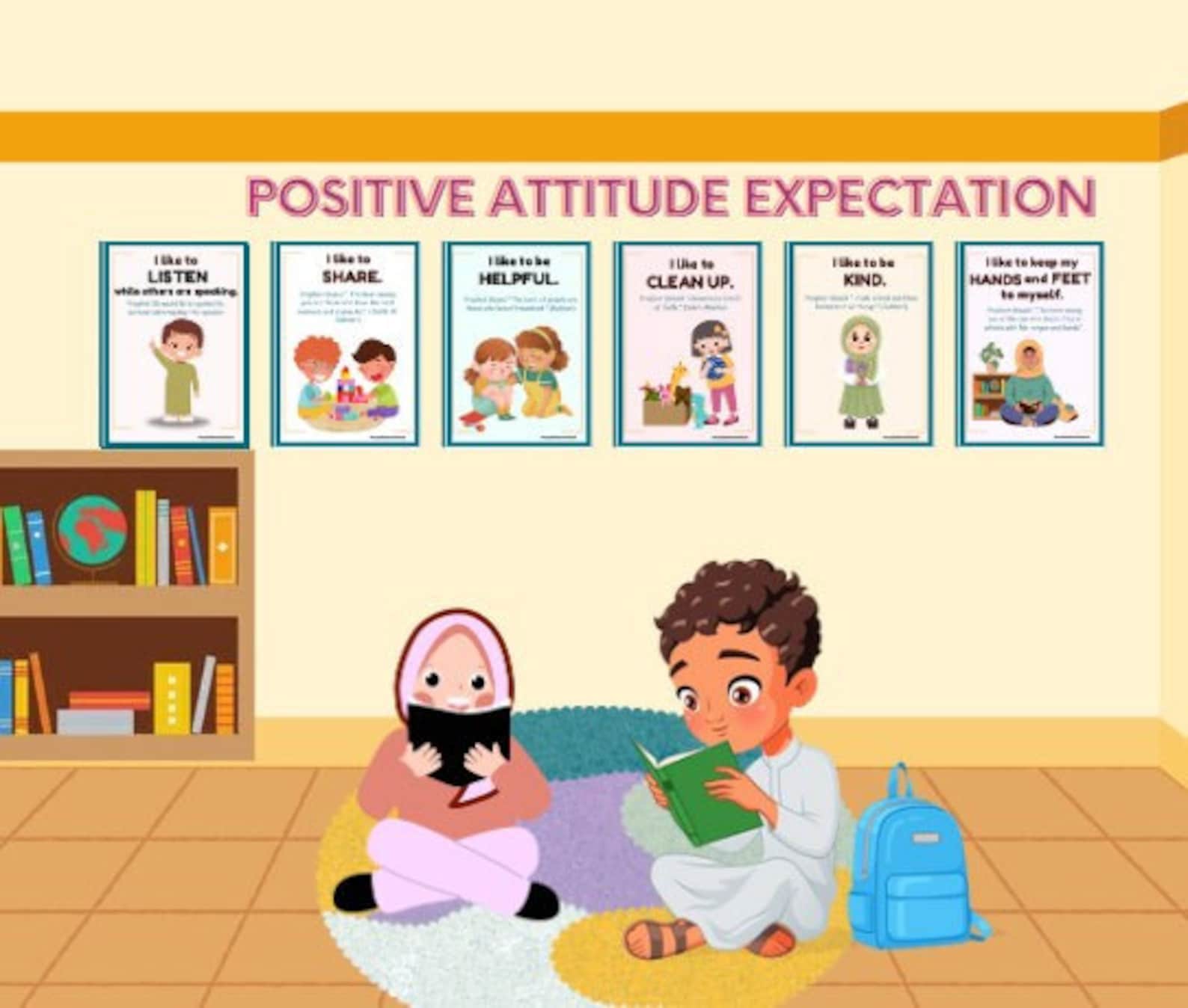 Good Manners and Positive Attitude Poster for Classroom With Hadith ...
