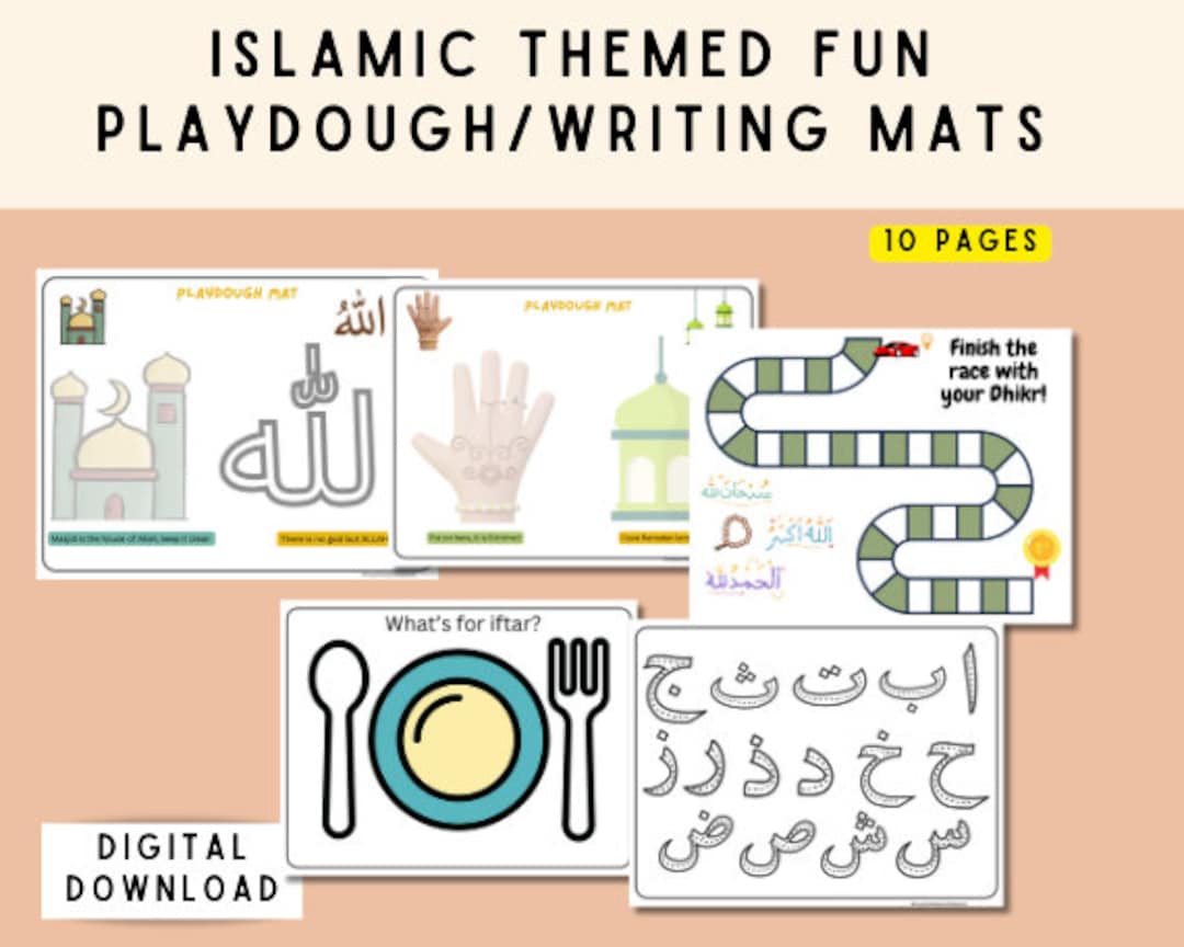 Islamic Playdough Mats,fun Playdough Mats,arabic Letter Tracing, Fun ...