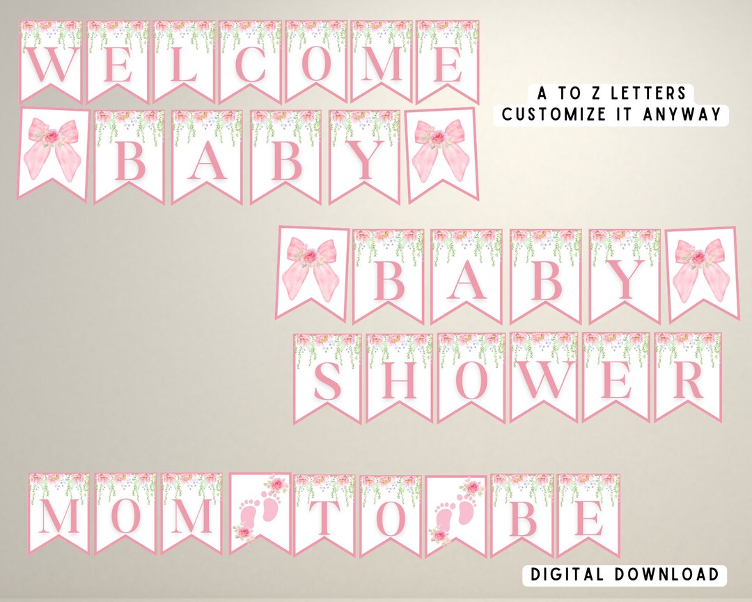 Printable Alphabet Banner Set, DIY Baby Shower Banner, Birthday Banner ...