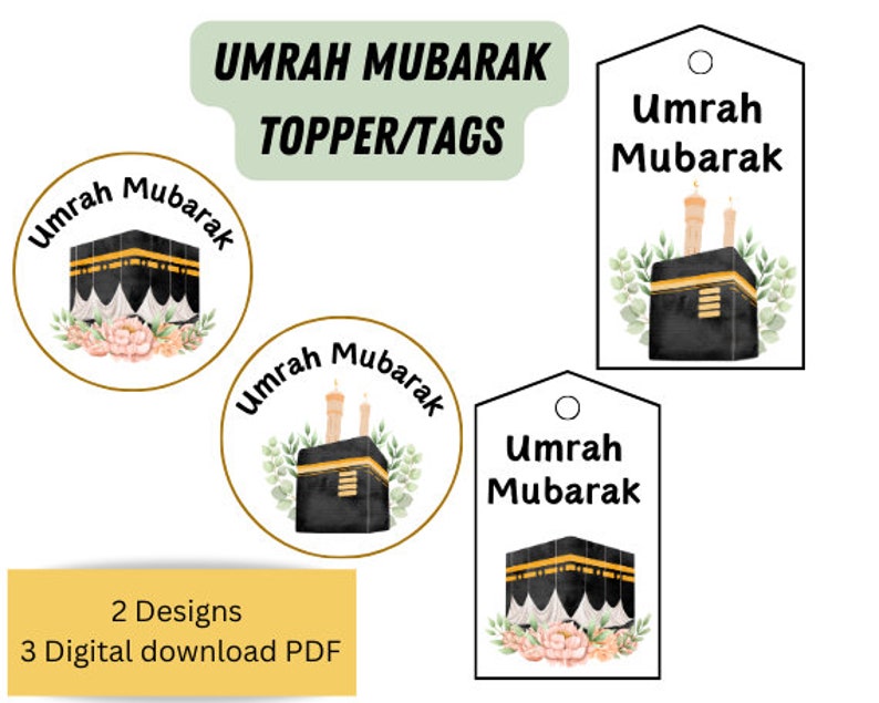 Umrah Mubarak Cupcake Toppers, Umrah Mubarak Tags, Islamic Cupcake ...