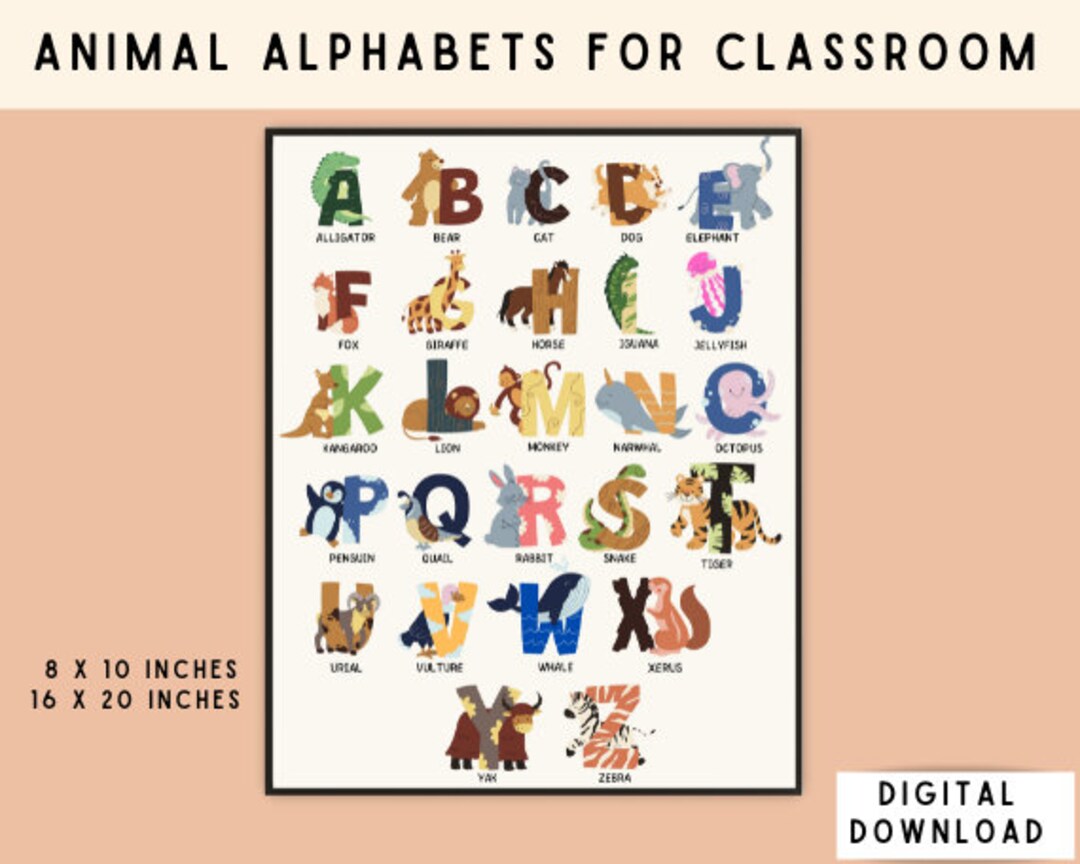 Animal Poster, Nursery Poster, Classroom Poster, School Poster,kids ...