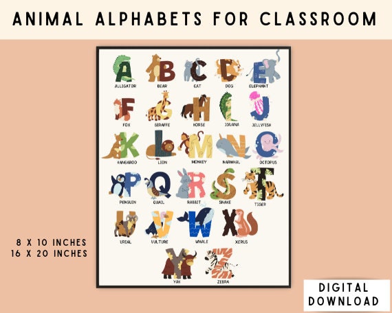 Animal Poster, Nursery Poster, Classroom Poster, School Poster,kids ...