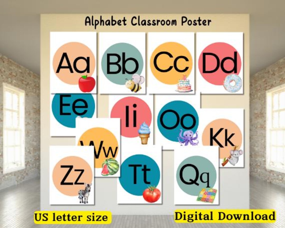 Alphabet Classroom Poster, Classroom Poster,kindergarten Alphabet ...