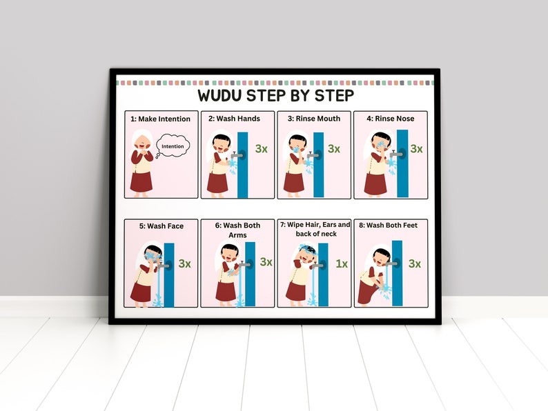 Wudu Poster for Boys and Girls. Step by Step Wudu, Making Wudu Cutout ...