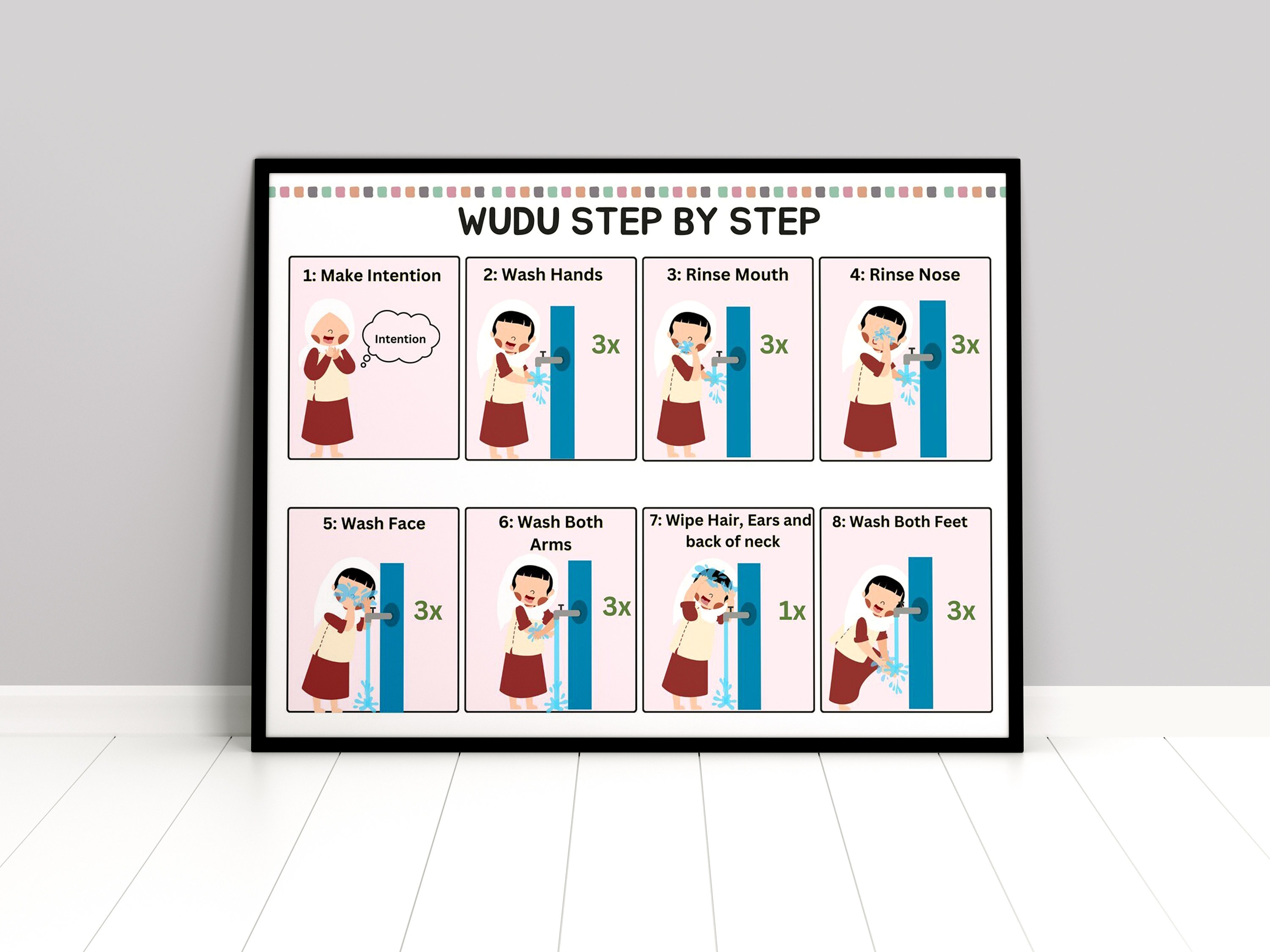 Wudu Poster for Boys and Girls. Step by Step Wudu, Making Wudu Cutout ...