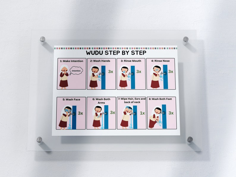 Wudu Poster for Boys and Girls. Step by Step Wudu, Making Wudu Cutout ...