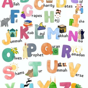 Alphabet Poster Islamic for Classroom. Nursey Poster Printable ...