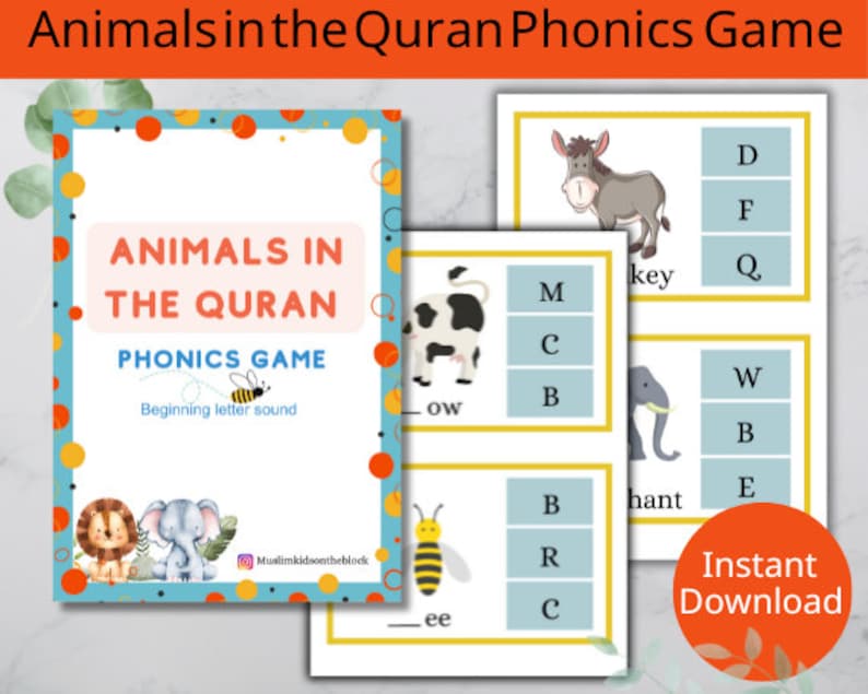 Animals in the Quran Phonics Game - Etsy