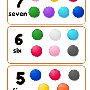 Pom Pom Activity, Counting Cards, Color Activity With Pompoms, Numbers ...