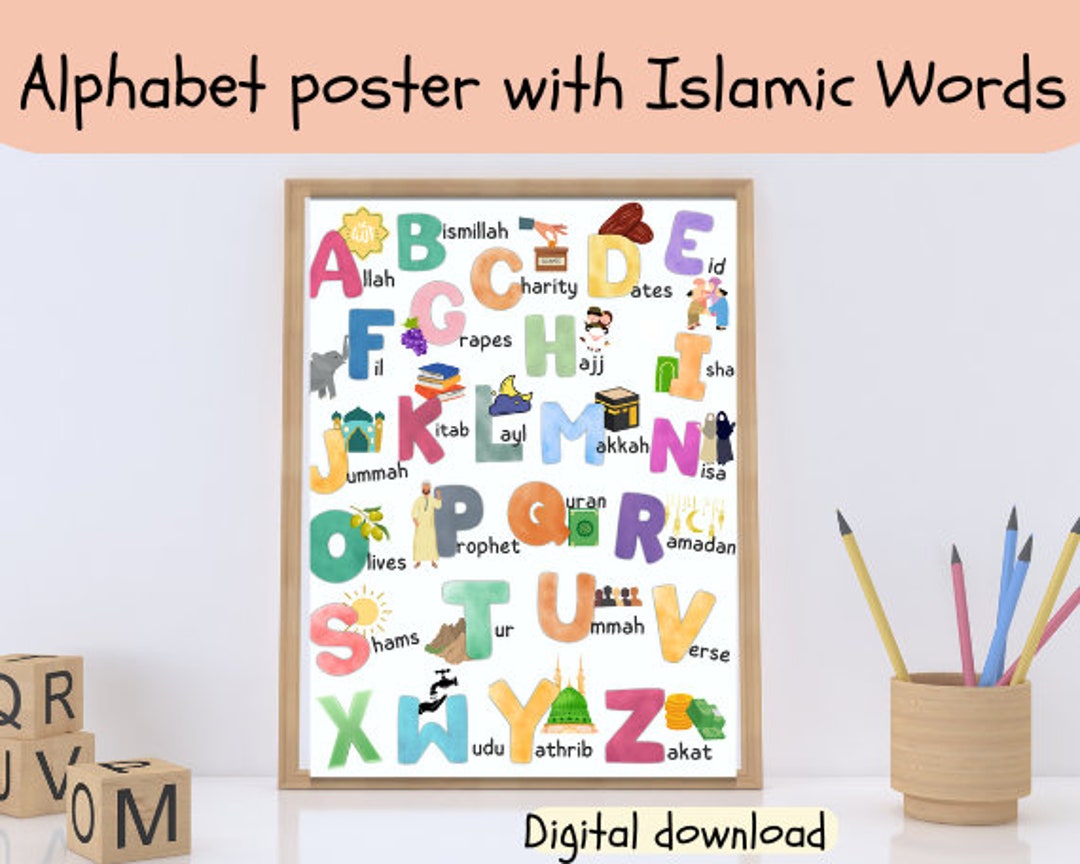 Alphabet Poster Islamic for Classroom. Nursey Poster Printable ...