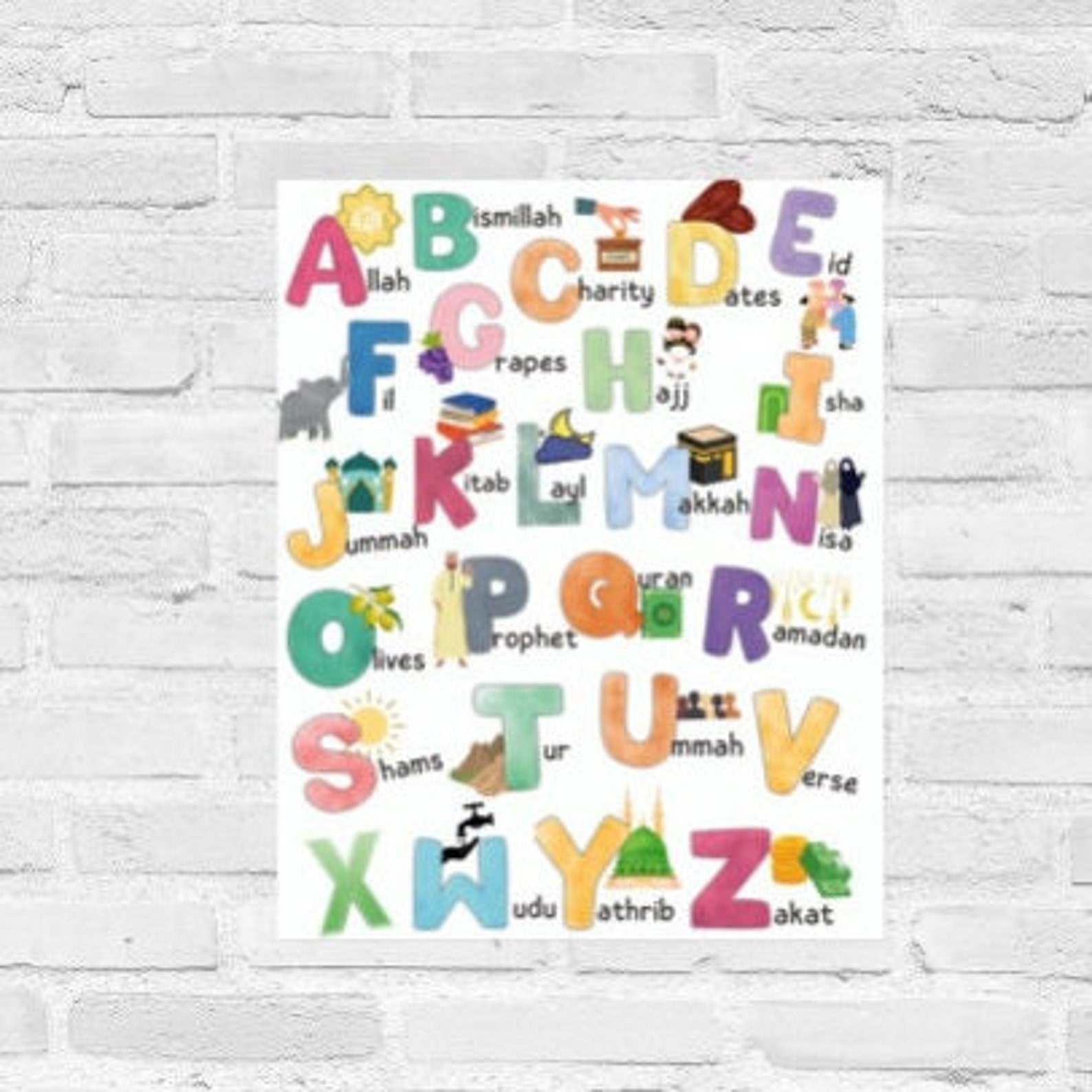 Alphabet Poster Islamic for Classroom. Nursey Poster Printable ...