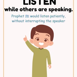 Good Manners and Positive Attitude Poster for Classroom With Hadith ...