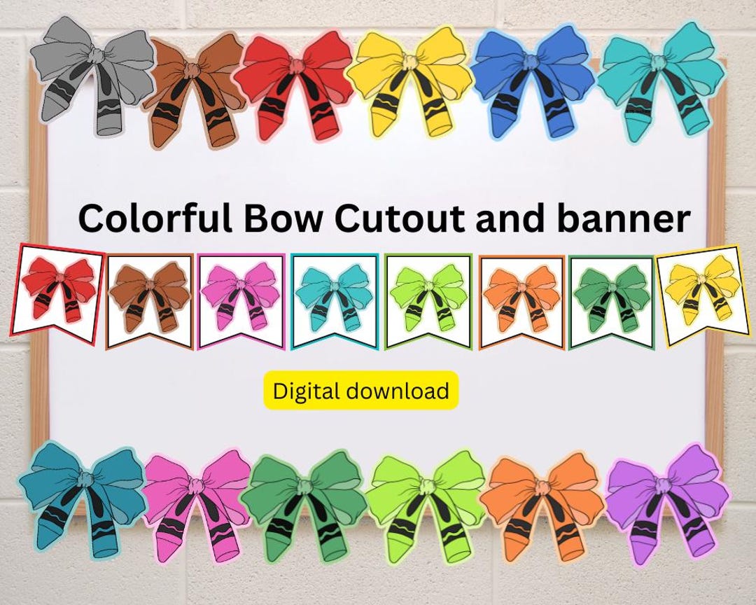 Bow, Bow Banner, Crayon Bow, Crayon, Back to School Banner, Bow Cutout ...