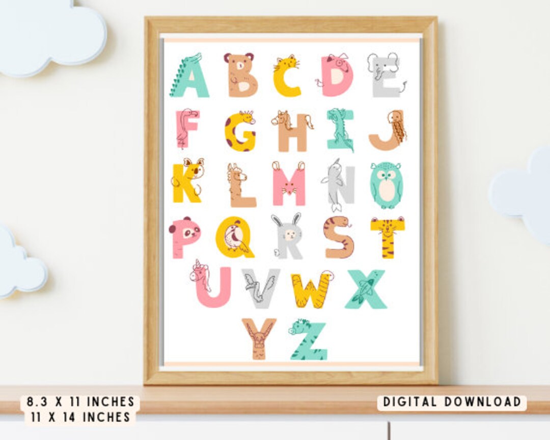 Pastel Alphabet Poster, Nursery Poster,kindergarten Poster,cute Nursery ...