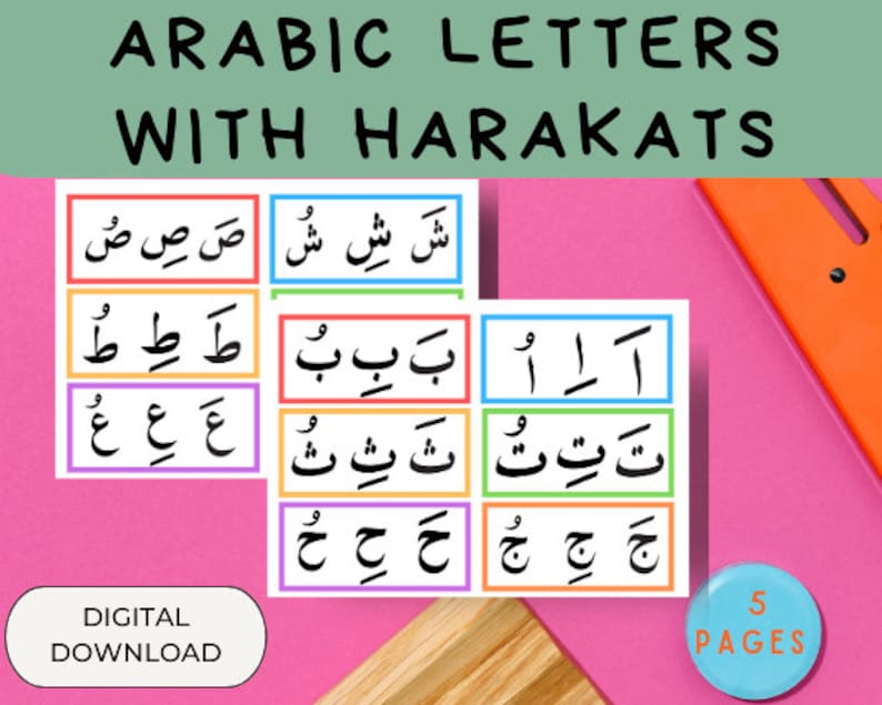Arabic Alphabet Letters With Harakats Damma Kasra Fatha - Etsy