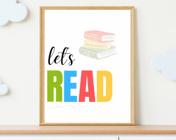 Let's Play Let's Read Set of 4,classroom Decor,playroom Wall Decor ...