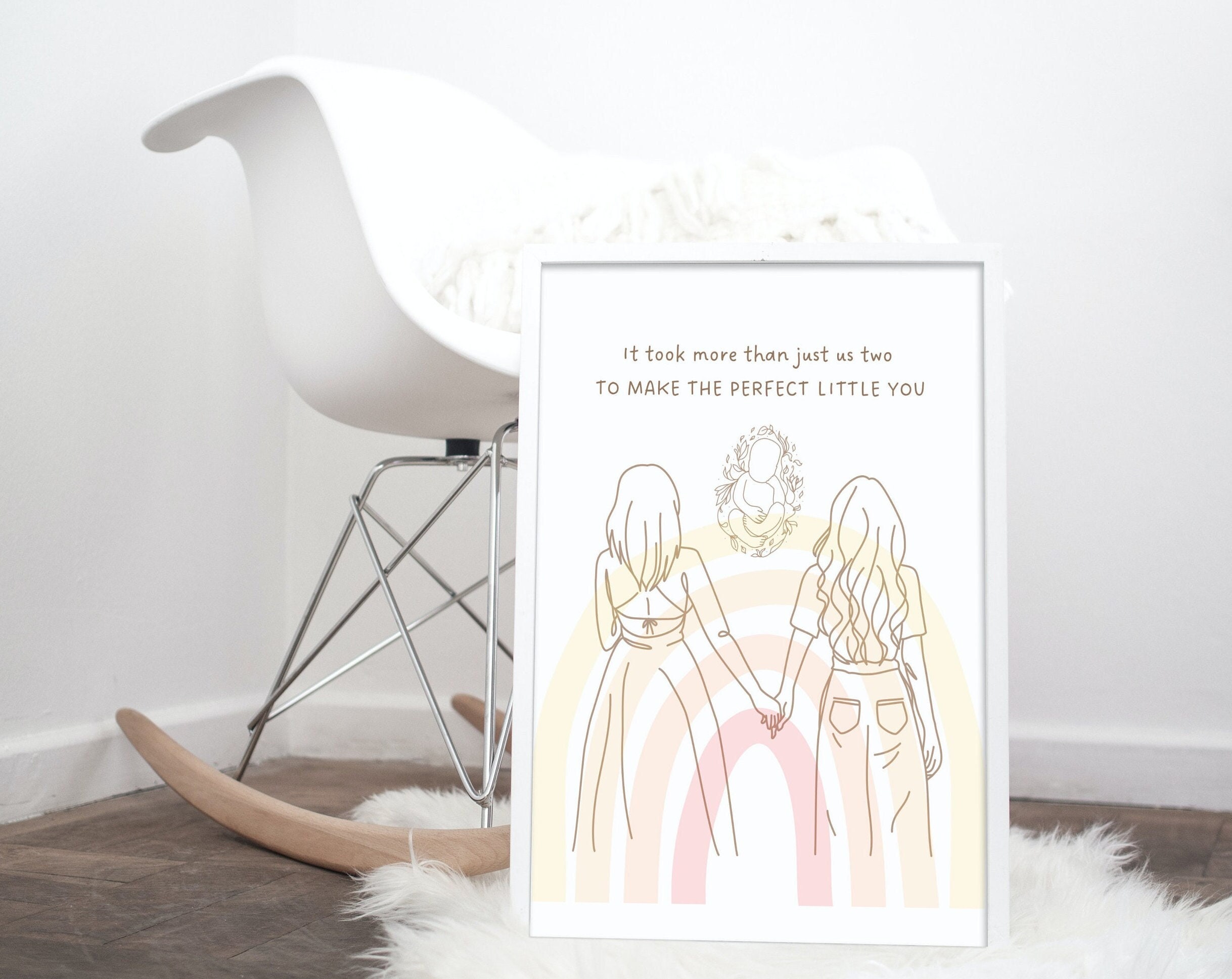 Two Moms Art, Lesbian Family, Printable Nursery Wall Art, Queer Art ...