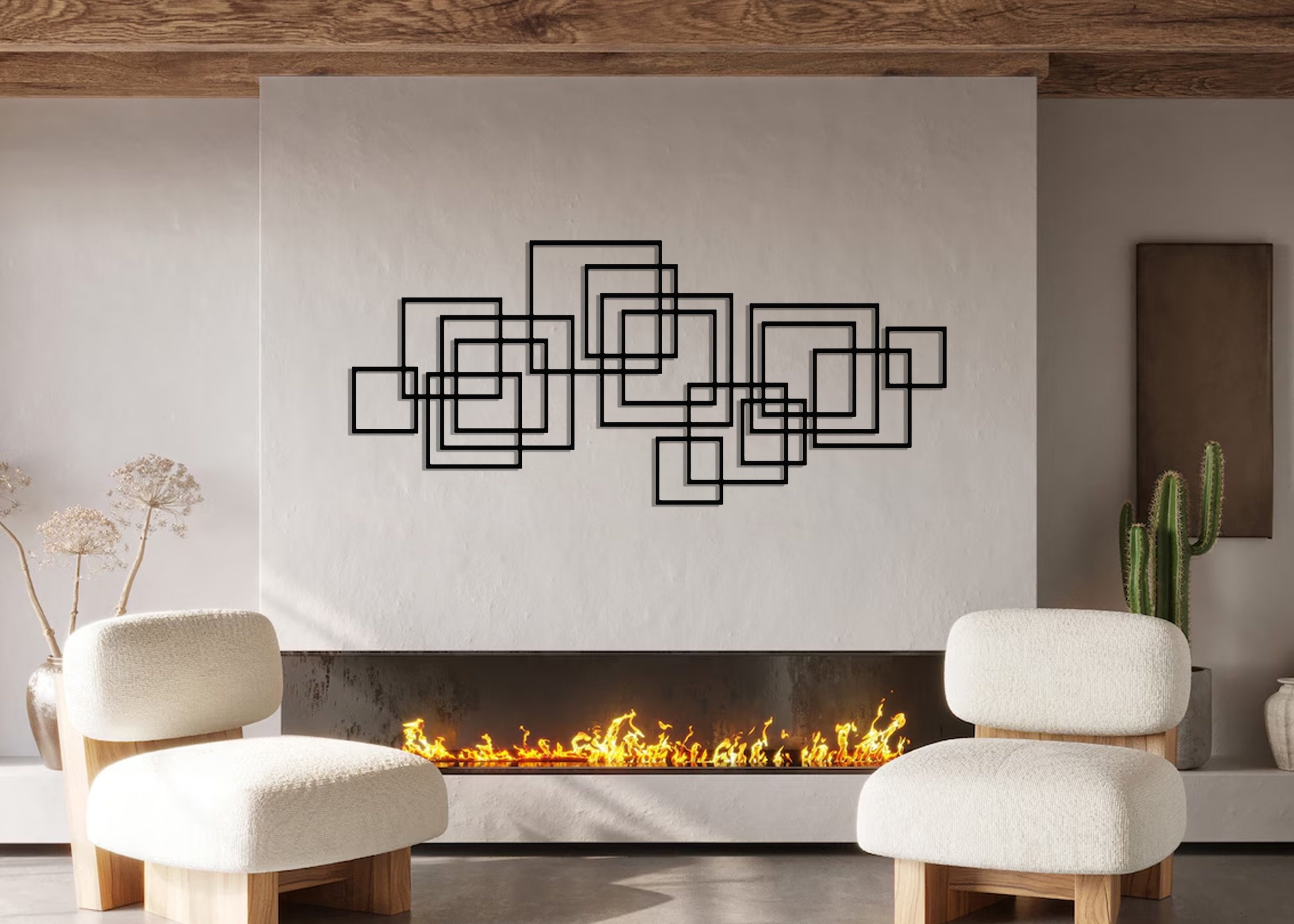 Decorative Metal Wall Art , Large Geometric Metal Wall Art , Modern ...