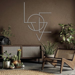 Love Metal Wall Art, Minimalist Line Design, Couples Bedroom Decor - Etsy
