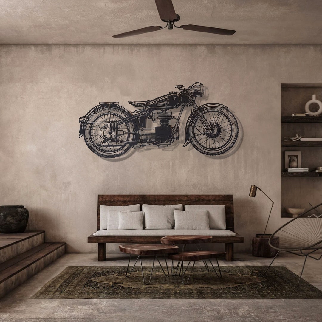 Metal Motorcycle Wall Art , Motorcycle Wall Decor , Garage Wall Art ...