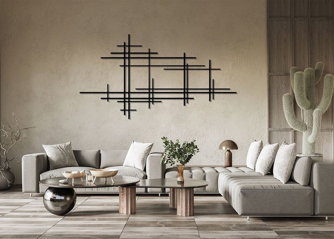 Modern Luxury Style Line Metal Art , Contemporary Minimalist Lines Art ...