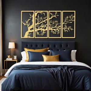 Extra Large Metal Tree Wall Art, Four Panel Decor - Etsy