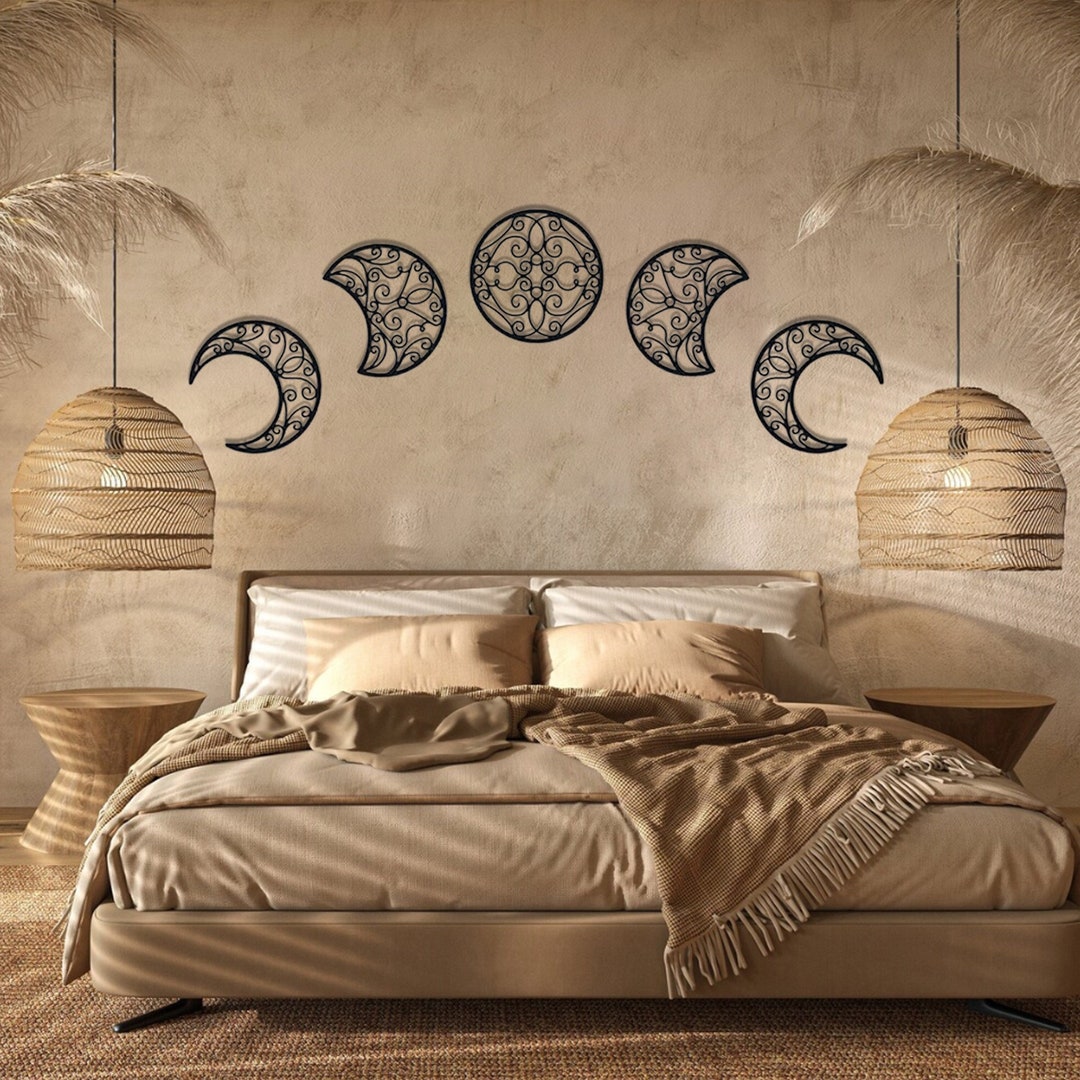Moon Phases Metal Wall Art Set of 5 Lunar Wall Decor - Etsy