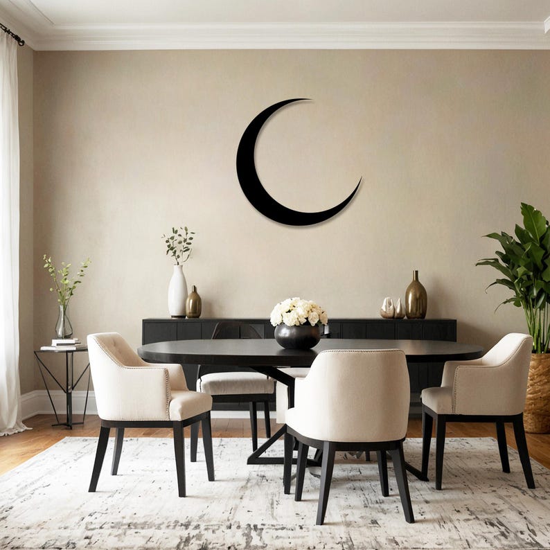 Crescent Moon Metal Wall Art, Celestial Bedroom Decor - Etsy