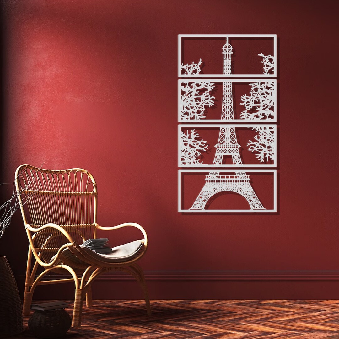 4 Pieces Paris Eiffel Tower Metal Wall Art , Metal Home Decor , France ...