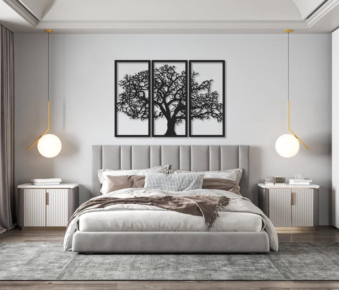 3 Panel Tree of Life Metal Wall Art, Nature Inspired Wall Decor, Large ...