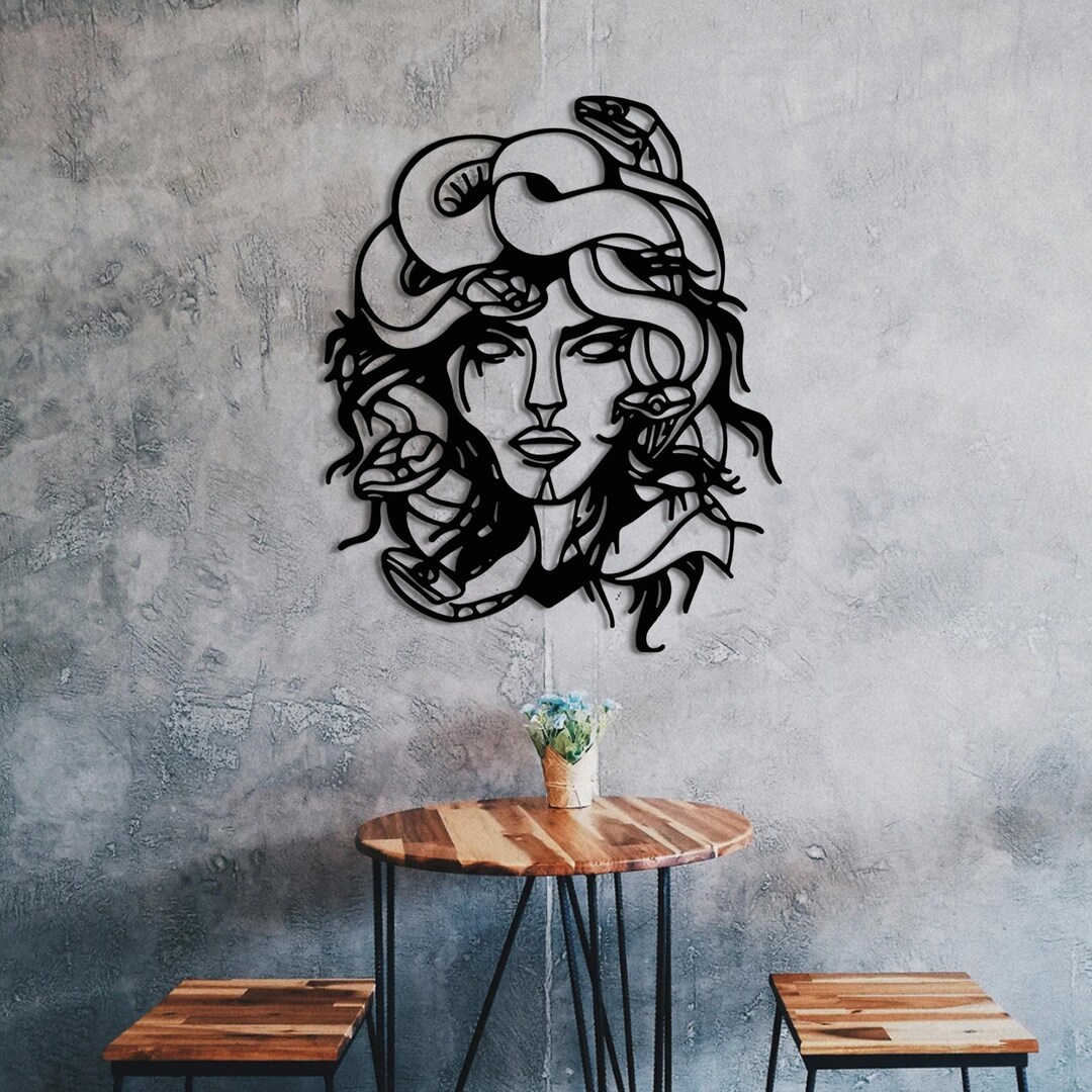 Medusa Head Metal Wall Art, Gorgon Serpent Decor - Etsy