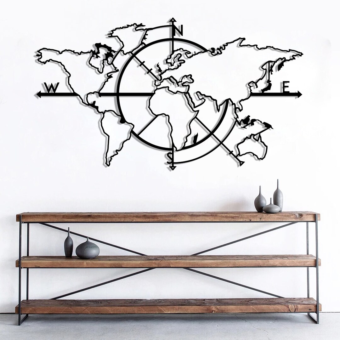 Map of the World Wall Decor Living Room Wall Decor Office - Etsy